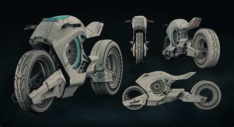 blender赛博朋克科幻摩托车3d模型 artstation cyberbike cg资源网