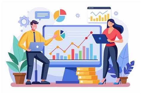 Two Professionals Engage In Data Analysis One Presenting Insights On A Laptop While The Other