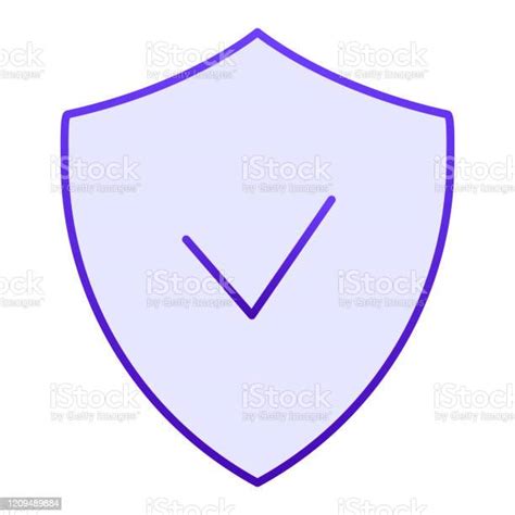 엠블럼 플랫 아이콘이 확인되었습니다 트렌디 한 플랫 스타일의 체크 마크 블루 아이콘 방패 웹 및 앱을 위해 설계된 그라데이션