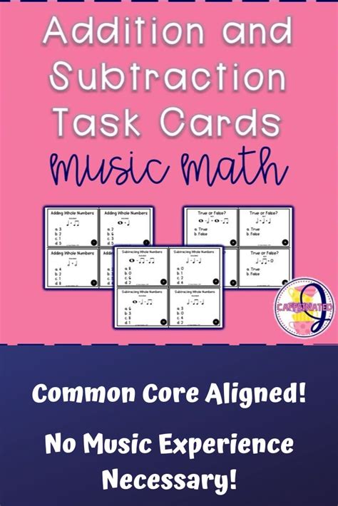 Addition And Subtraction Task Cards Music Math Music Math Math Task Cards Subtraction Task