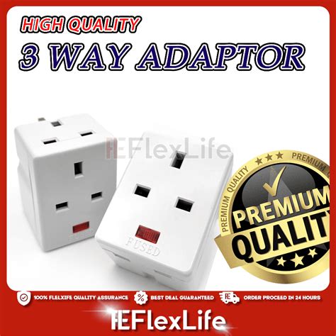 Sirim 3way Adapter Plug Adaptor Plug Travel 3 Way Plug Adapter 3 Pin Socket Plug 3 Way Adapter