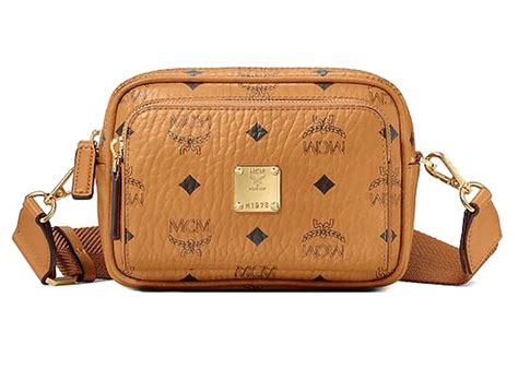 Mcm Klassik Crossbody X Mini Visetos Cognac In Coated Canvas With Gold