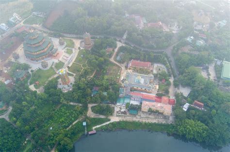 Aerial View Of Cam Ly Old Airport Da Lat City Lam Dong Vietnam Fog