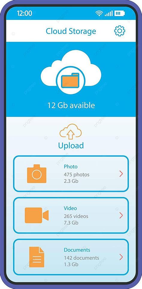 Cloud Storage App Smartphone Interface Vector Template Digital Text Smart Vector Digital Text