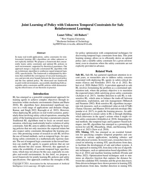 Pdf Joint Learning Of Policy With Unknown Temporal Constraints For Safe Reinforcement Learning