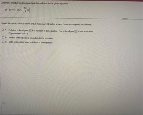 Solved Determine Whether Each Ordered Pair Is A Solution To Chegg Com
