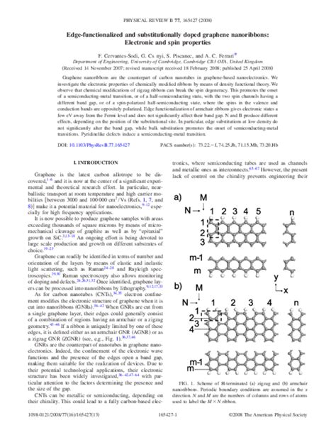 Pdf Edge Functionalized And Substitutionally Doped Graphene Nanoribbons Electronic And Spin