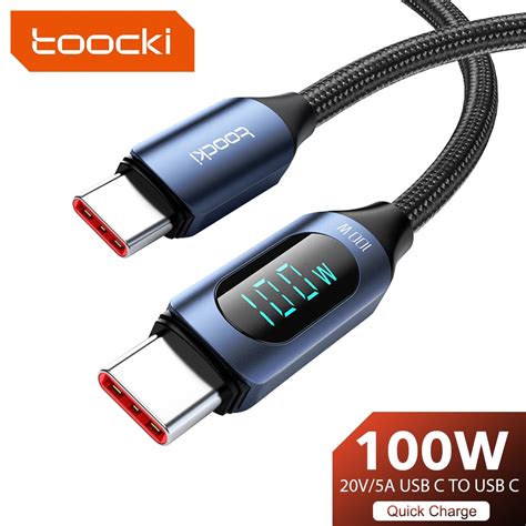 Toocki Type C To Type C Cable Pd Super Fast Charging Digital Display Usb Data Wire Cord W