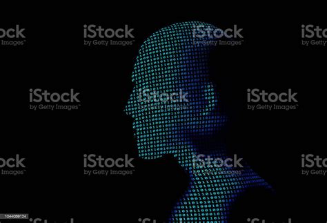 검은 배경에 이진 데이터 코드 번호와 인간 인공 지능 디지털 컴퓨터 기술 개념에 높은 기술 3d 그림입니다 사람들에 대한 스톡 사진 및 기타 이미지 Istock