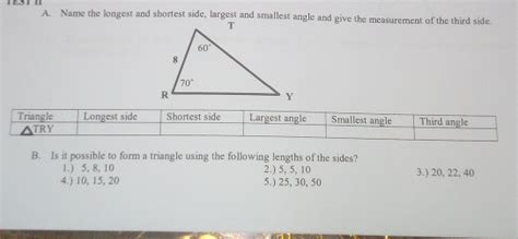 solved a name the longest and shortest side largest and smallest