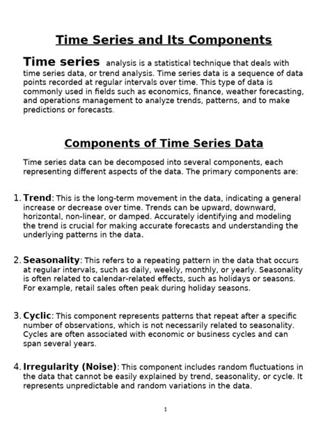 Time Series And Its Components Pdf Seasonality Time Series