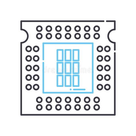 Processor Line Icon Outline Symbol Vector Illustration Concept Sign