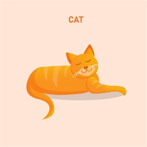 Premium Vector Ginger Cute Cat Lies On An Isolated Background Vector