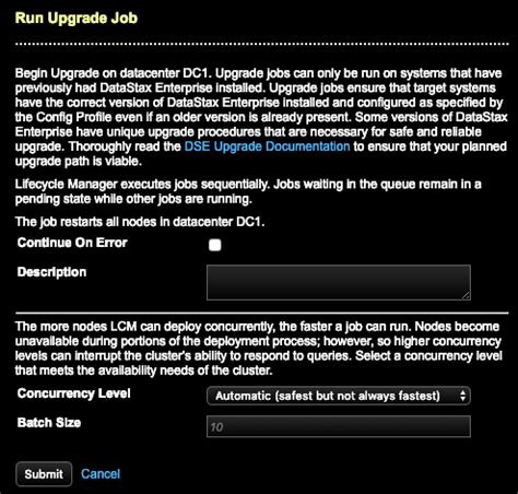 Run An Upgrade Job For A DSE Patch Version DSE OpsCenter DataStax Docs