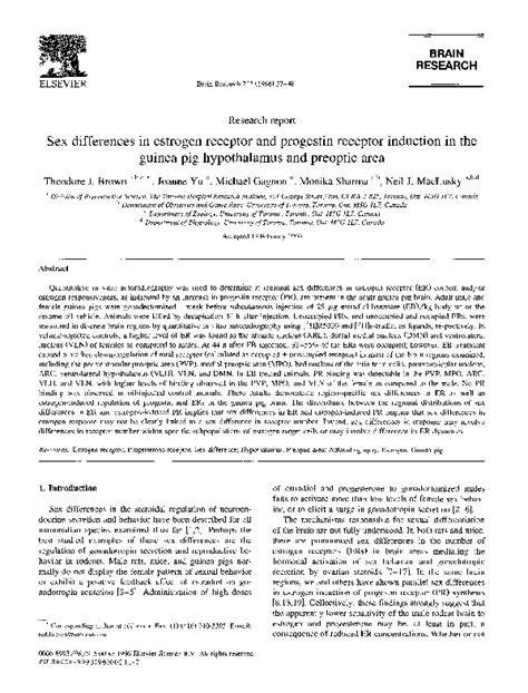 Pdf Sex Differences In Estrogen Receptor And Progestin Receptor