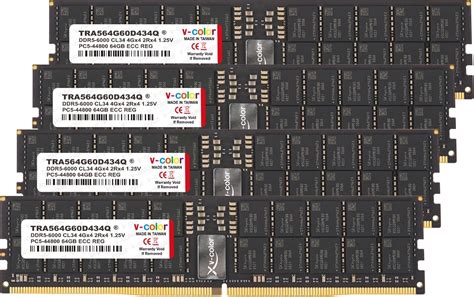 V Color Ddr5 256gb 64gbx4 6000mhz Cl34 4gx4 2rx4 Oc R Dimm Overclocking Ecc Registered Dimm