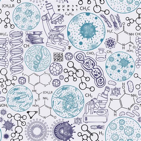 Abstract Seamless Pattern On A Scientific Theme Stock Vector