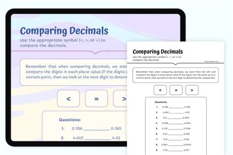 Comparing Decimals Worksheets Free Interactive And Printable Workybooks