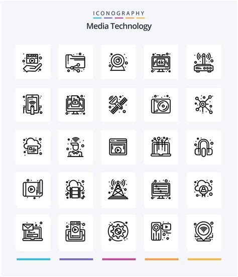 Creative Media Technology 25 Outline Icon Pack Such As Modem