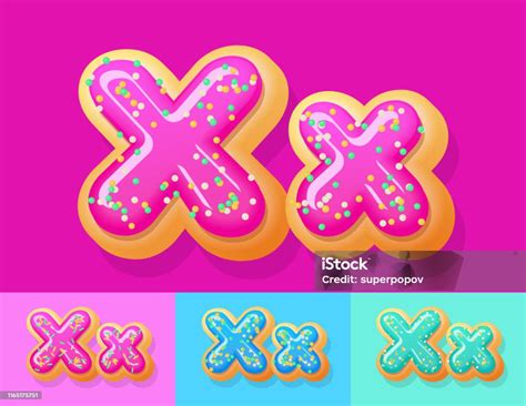 벡터 맛있는 도넛 알파벳 세트입니다 스위트 레터 X 0명에 대한 스톡 벡터 아트 및 기타 이미지 0명 건강에 좋지 않은 음식 귀여운 Istock