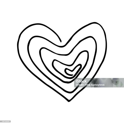 하트 나선형 아이콘 스티커 스케치 핸드 그린 낙서 벡터 스칸디나비아 흑백 미니멀리즘 기호 발렌타인 데이 사랑 그리기에 대한 스톡 벡터 아트 및 기타 이미지 Istock