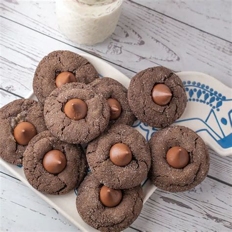 Easy Chocolate Blossom Cookies Soft Hersheys Kiss Cookies
