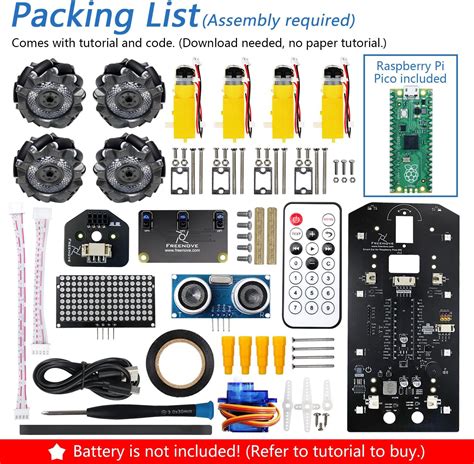 Freenove Mecanum Wheel Kit De Coche Para Raspberry Pi Pico Incluido Compatible Con Arduino