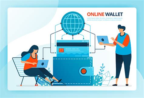 온라인 지갑 및 신용 카드 결제를위한 벡터 그림 인간의 벡터 만화 캐릭터입니다 방문 페이지 웹 웹 사이트 웹 페이지 모바일 앱 배너 전단지 브로셔 포스터를 위한 디자인