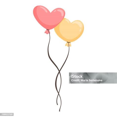 흰색 배경에 고립 된 하트 모양의 풍선 무리 발렌타인 데이에 대한 플랫 벡터 스타일로 사랑의 상징으로 함께 묶인 두 개의 하트 풍선 개체 그룹에 대한 스톡 벡터 아트 및