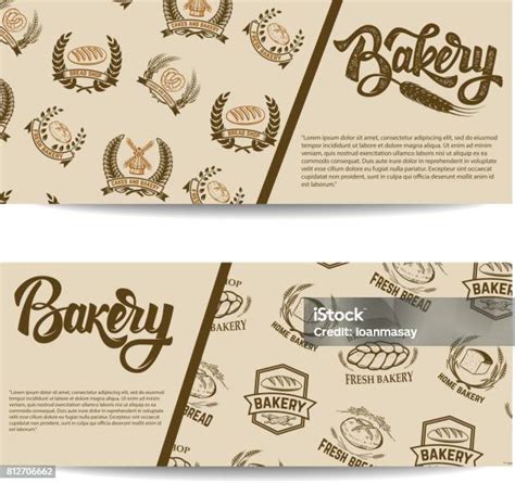 베이커리 배너 템플릿 흰색 배경에 고립의 집합입니다 벡터 일러스트 레이 션 빵에 대한 스톡 벡터 아트 및 기타 이미지 빵 아이콘 가격표 Istock