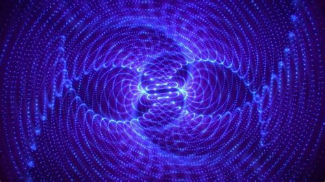 Abstract Glowing Wave Of Particles And Dots Moves On A Blue Background The Surface Of The