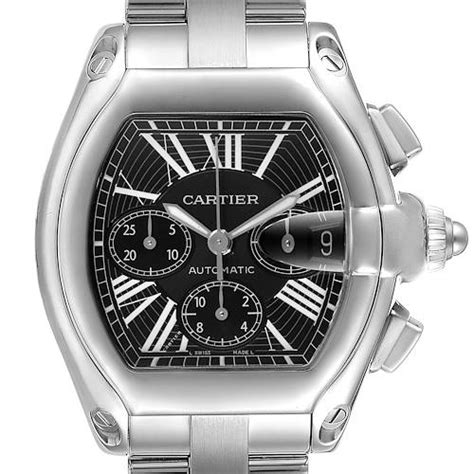 Cartier Roadster Chronograph Black Dial Steel Mens Watch W62020x6 Swisswatchexpo