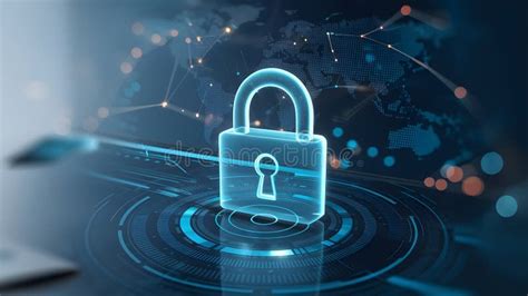Cybersecurity Service Concept Of Holographic World Map And Padlocks