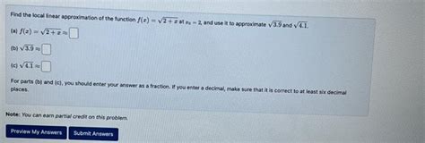 Solved Find The Local Linear Approximation Of The Function