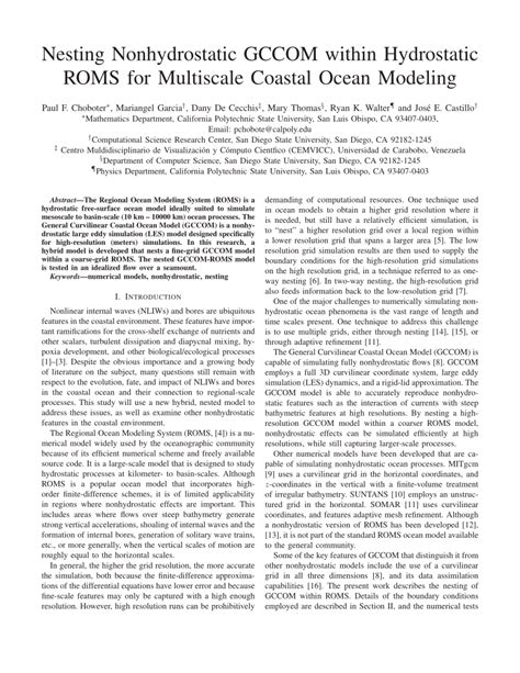Pdf Nesting Nonhydrostatic Gccom Within Hydrostatic Roms For