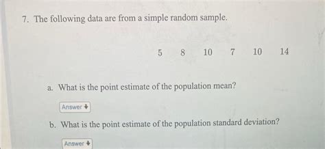 solved 7 the following data are from a simple random