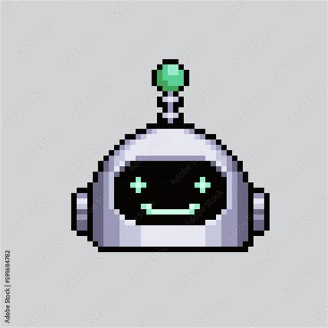 Pixel Art Illustration Robot Head Pixelated Robot Robot Head Icon