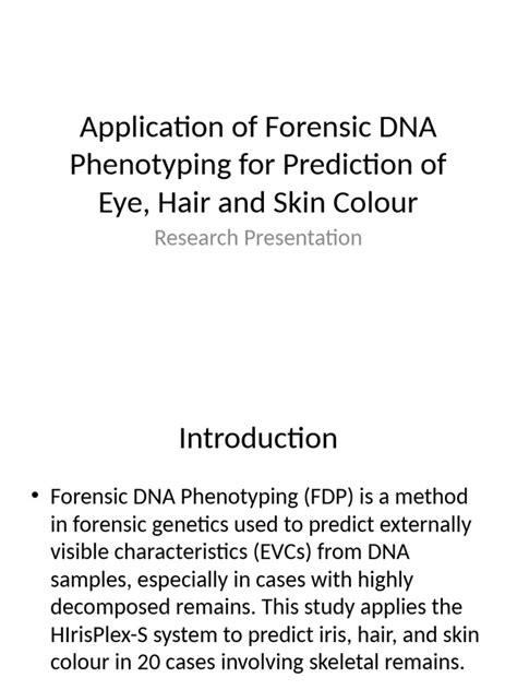 Forensic Dna Phenotyping Presentation Pdf