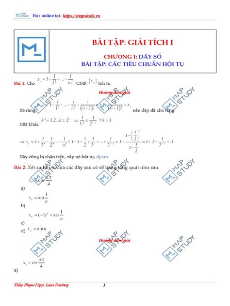 Gt1 Ch0103 Bài Tập Các Tiêu Chuẩn Hội Tụ Đáp án Pdf