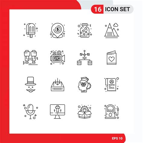 Set Of 16 Modern Ui Icons Symbols Signs For Nature Game Location