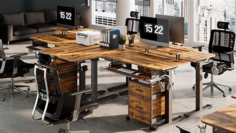 Eureka Ergonomic 60 L Shaped Electric Standing Rustic Brown Desk