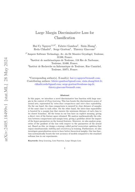 Pdf Large Margin Discriminative Loss For Classification