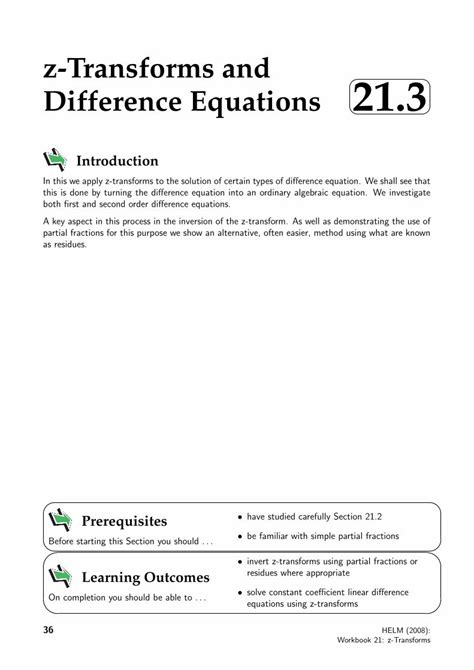 Pdf Z Transforms And Difference Equationsz Transforms And Pdf Z Transforms And Difference Equationsz Transforms And