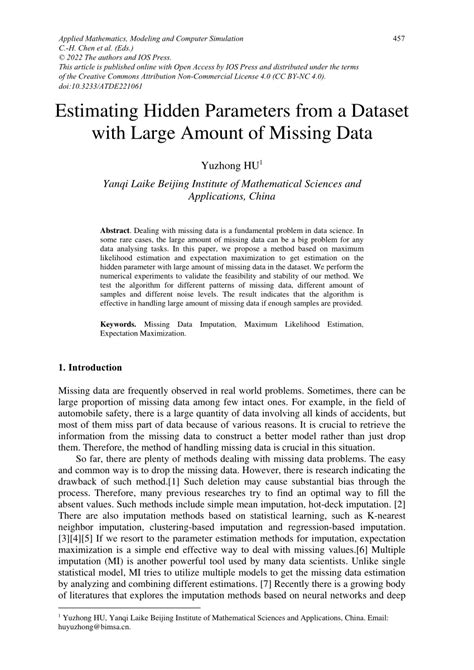 Pdf Estimating Hidden Parameters From A Dataset With Large Amount Of
