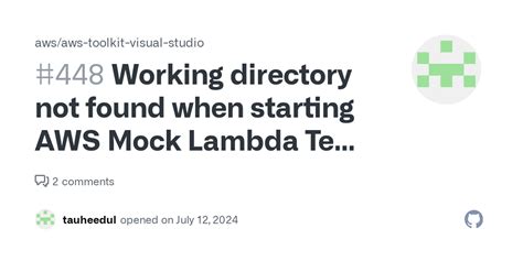 Working Directory Not Found When Starting AWS Mock Lambda Test Tool Using Visual Studio And