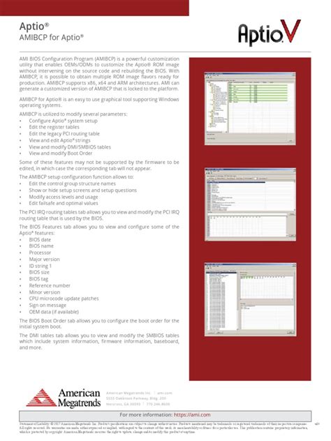 Amibcp For Aptio Data Sheet Pdf Bios Microcomputers