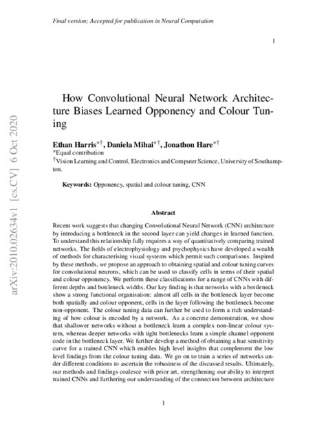 Pdf How Convolutional Neural Network Architecture Biases Learned