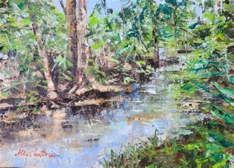 緑あふれる川 仲 浩克 の油絵作品サイト