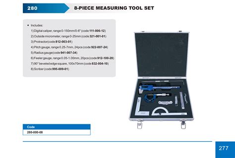 8 Piece Measuring Tool Set Accud