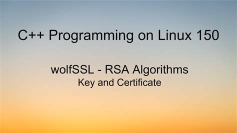 C Programming On Linux Wolfssl Rsa Key And Certificate Youtube